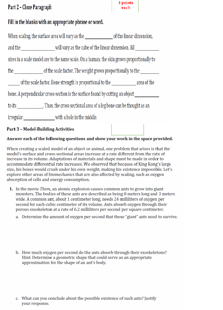 Part 2 - Cloze Paragraph 3 points each Fill in the | Chegg.com