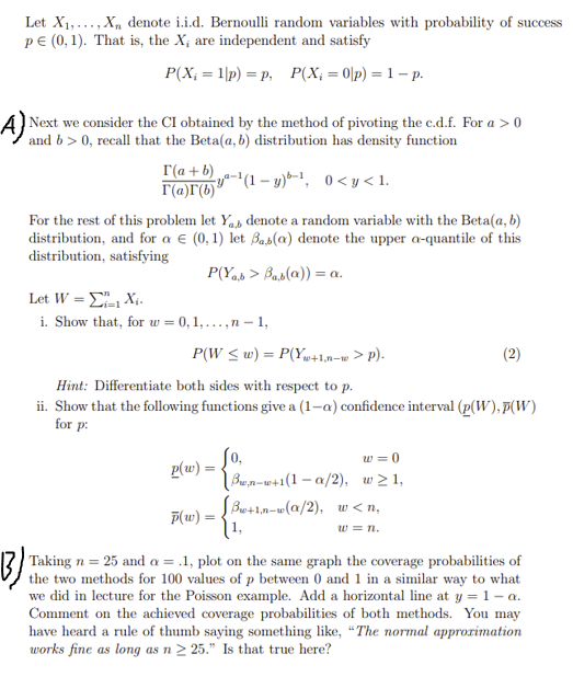 Solved Let X1, ... , Xdenote i.i.d. Bernoulli random | Chegg.com