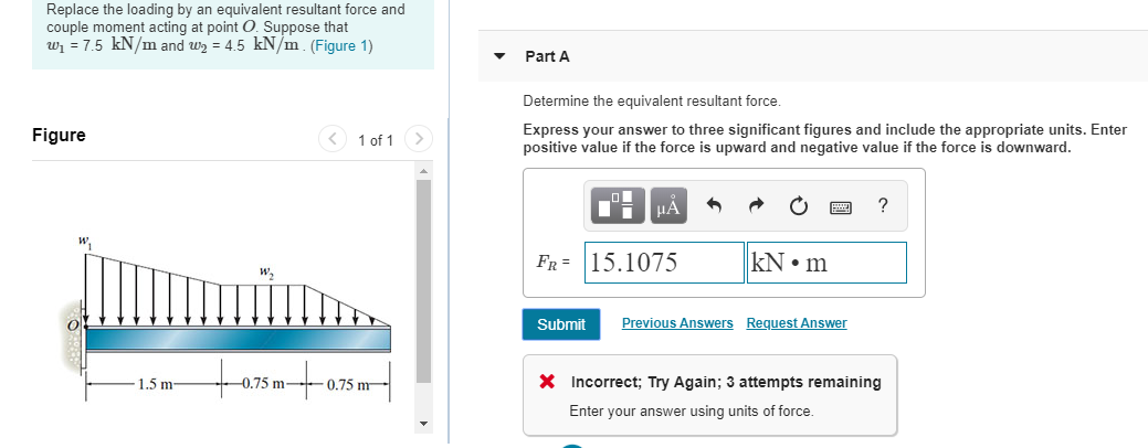 Solved Replace the loading by an equivalent resultant force | Chegg.com
