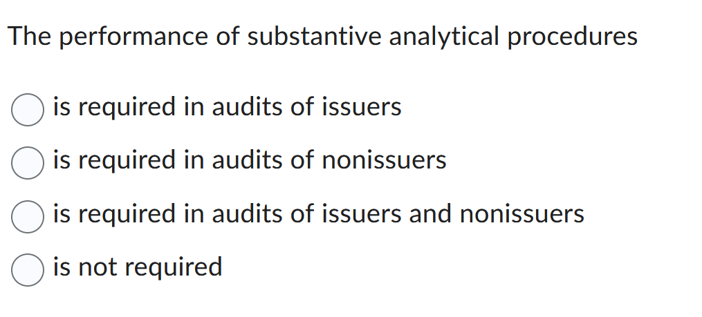 Solved The performance of substantive analytical | Chegg.com