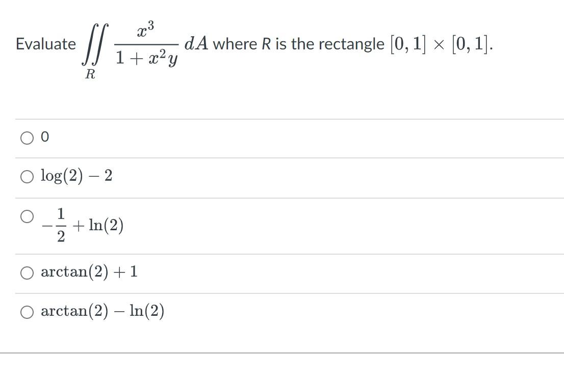 Solved Evaluate ∬R1+x2yx3dA where R is the rectangle | Chegg.com