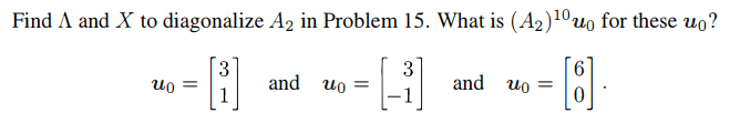 Solved Find Λ and X to diagonalize A2 in Problem 15. What is | Chegg.com