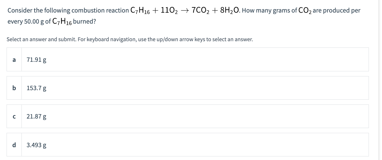 Solved Consider the following combustion reaction | Chegg.com