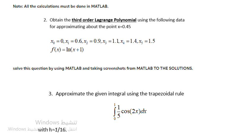 Solved all the questions solve it by using MATLAB otherwise | Chegg.com