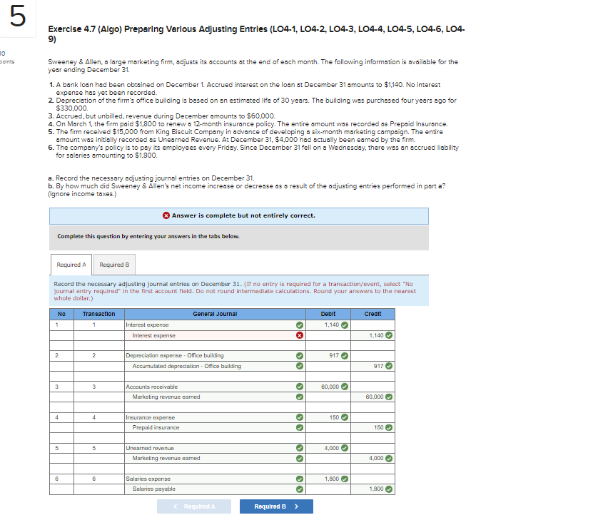 Solved 5 Exercise 4.7 (Algo) Preparing Various Adjusting | Chegg.com