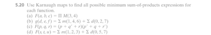 Solved Use Karnaugh maps to find all possible minimum | Chegg.com