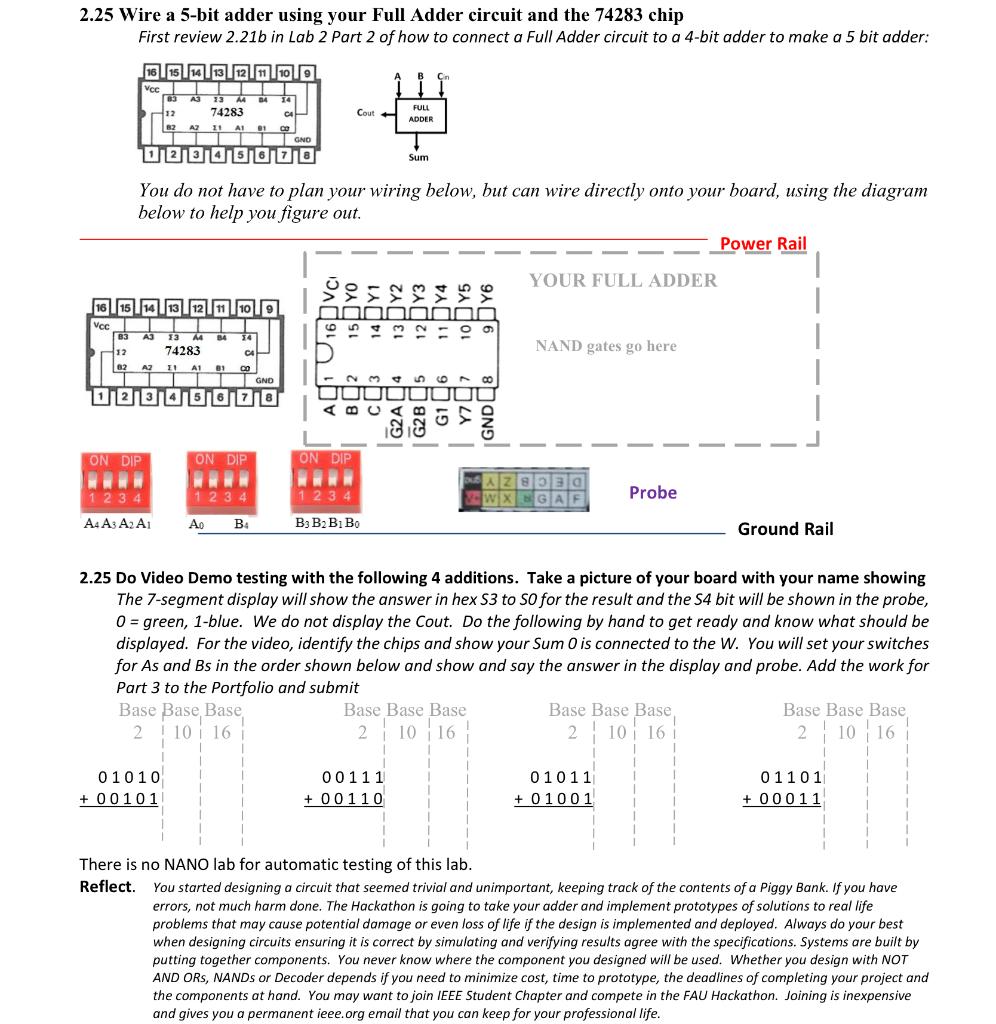 Solved 2.25 Wire a 5-bit adder using your Full Adder circuit | Chegg.com
