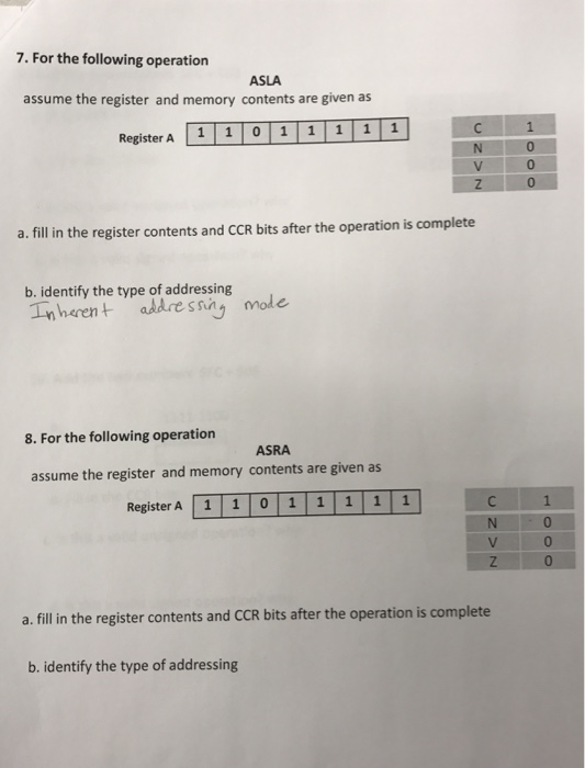 Solved Assume the register and memory contents are given as | Chegg.com