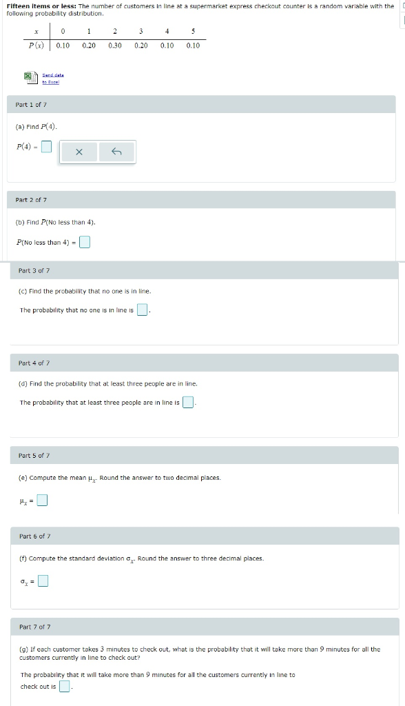 Solved Fifteen items or less: The number of customers in | Chegg.com