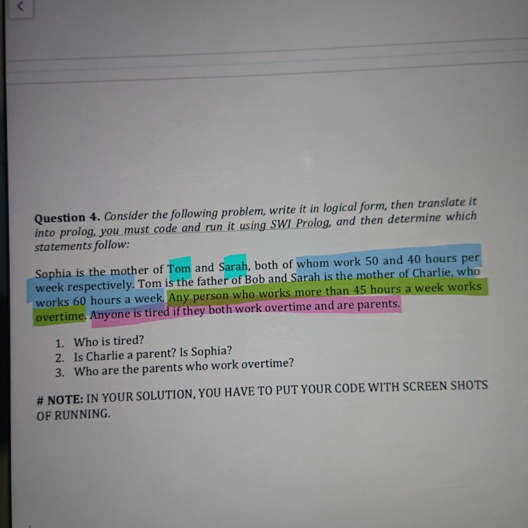 Solved This is what I think I figured out : sophia(tom, | Chegg.com