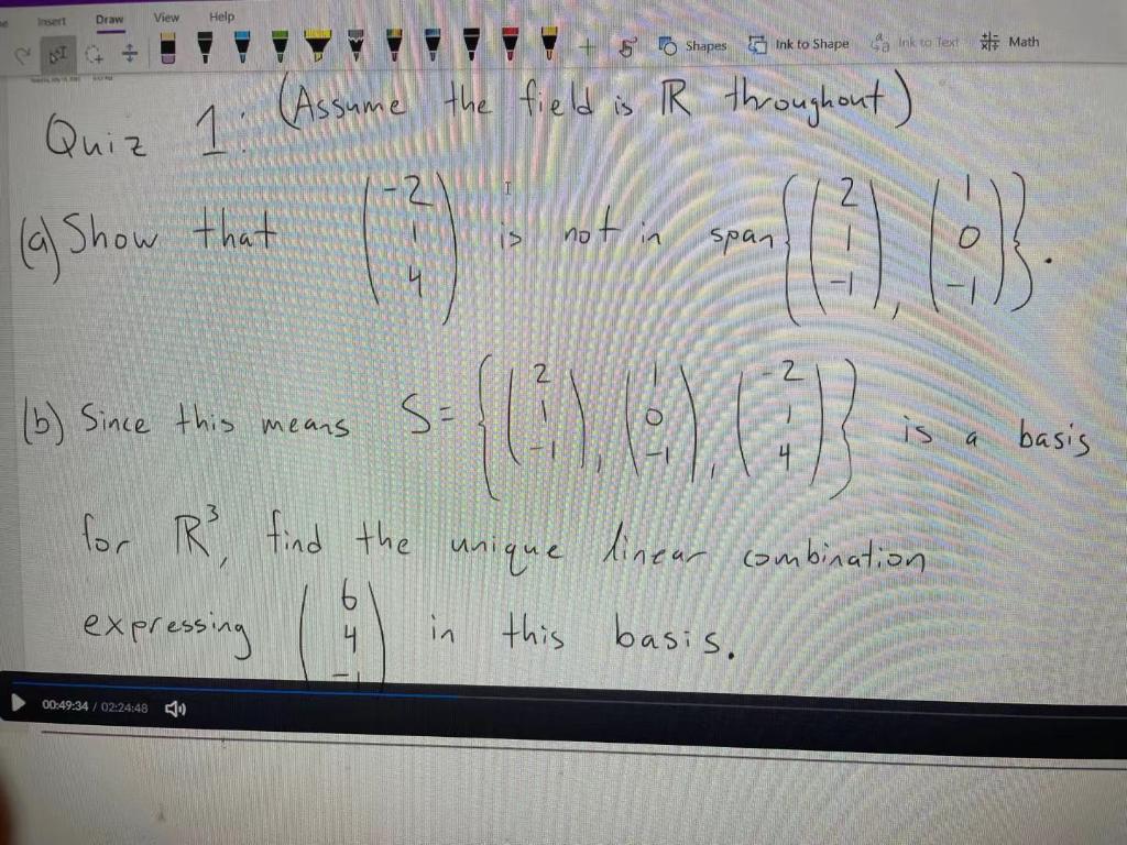 Solved Draw View Help 주 5 To Shapes Ink to Shape Ink to text | Chegg.com