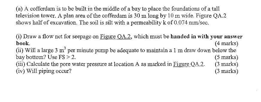 Solved (a) A cofferdam is to be built in the middle of a bay | Chegg.com