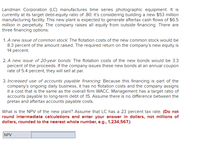 Solved Landman Corporation (LC) manufactures time series | Chegg.com
