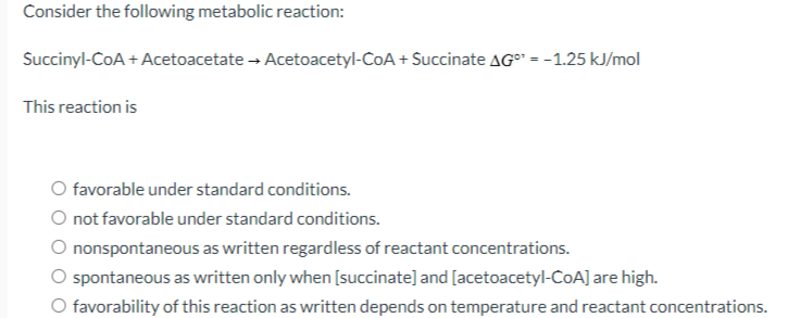 Solved Consider the following metabolic reaction: | Chegg.com