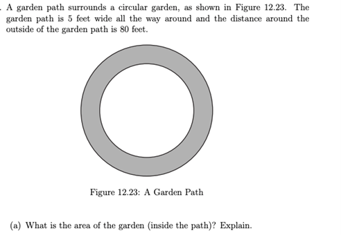 Solved A garden path surrounds a circular garden, as shown | Chegg.com