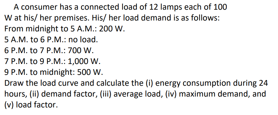 Solved A consumer has a connected load of 12 lamps each of | Chegg.com