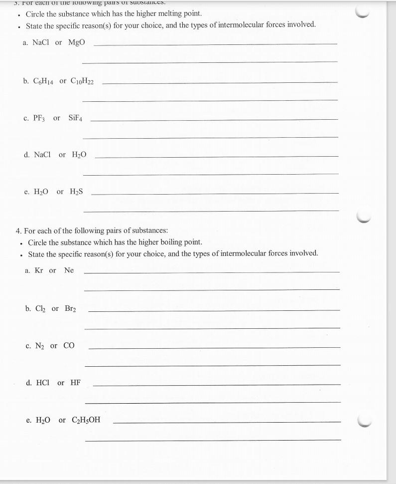 Solved Activity 11: Intermolecular Forces Name: 1. For each | Chegg.com