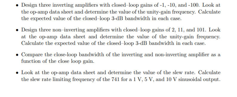 Design three inverting amplifiers with closed-loop | Chegg.com