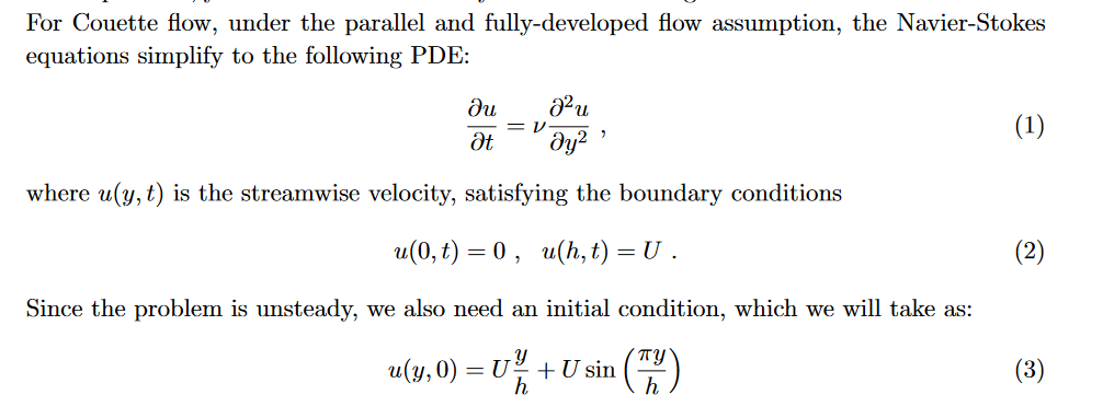Solve the unsteady Couette flow and could you please | Chegg.com