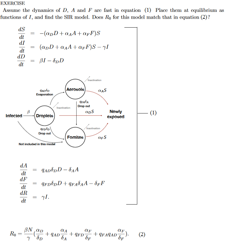 Solved EXERCISE Assume the dynamics of D, A and F are fast | Chegg.com