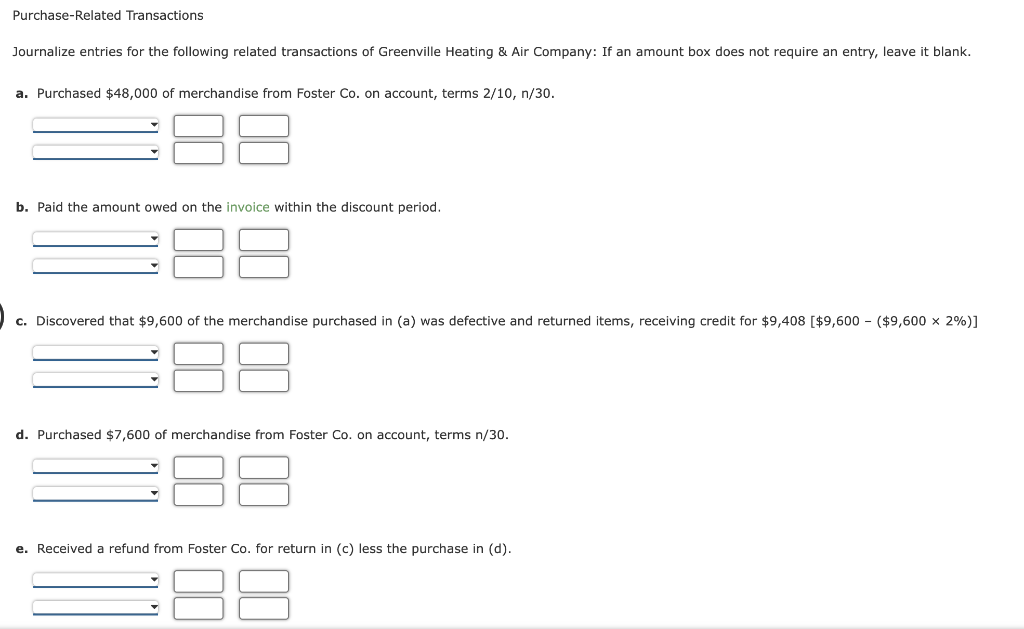 Solved Purchase-Related Transactions Journalize entries for | Chegg.com