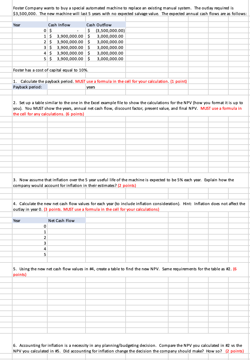 Solved Foster Company wants to buy a special automated | Chegg.com