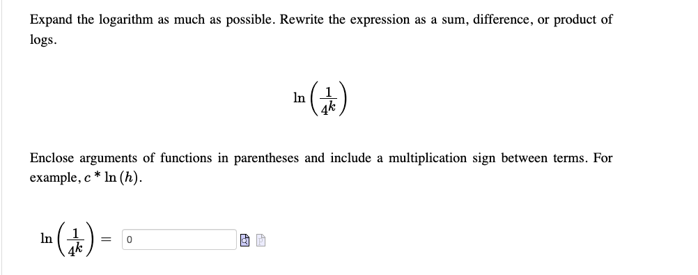 Solved Expand the logarithm as much as possible. Rewrite the | Chegg.com