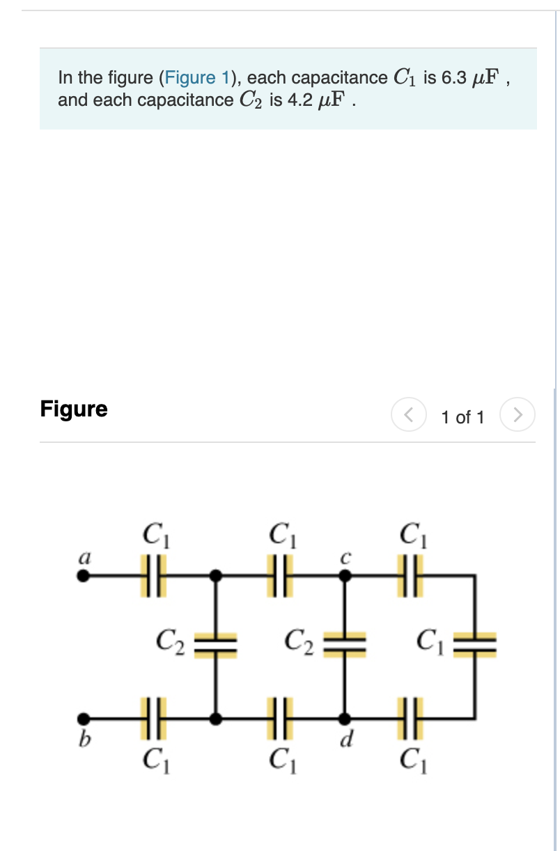 Solved In the figure (Figure 1), each capacitance C1 is 6.3 | Chegg.com