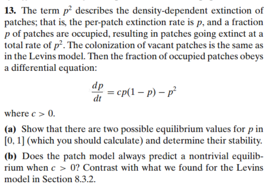 Solved 13. The term p describes the density-dependent | Chegg.com