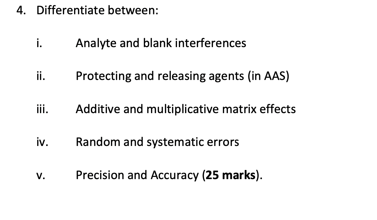 Solved 4. Differentiate between: i. Analyte and blank | Chegg.com