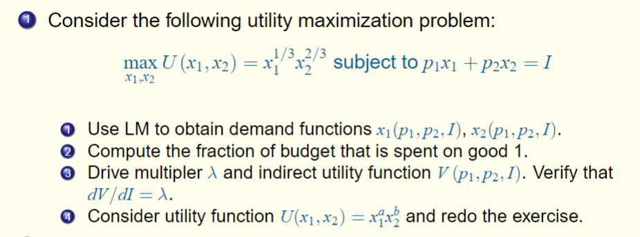 Solved Consider the following utility maximization problem: | Chegg.com