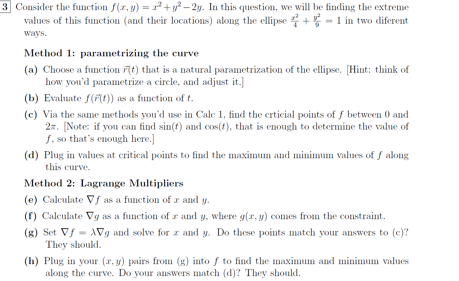 Solved Consider the function f(x,y)=x2+y2−2y. In this | Chegg.com