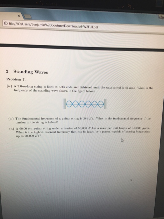 Solved A 2.0-m-long string is fixed at both ends and | Chegg.com