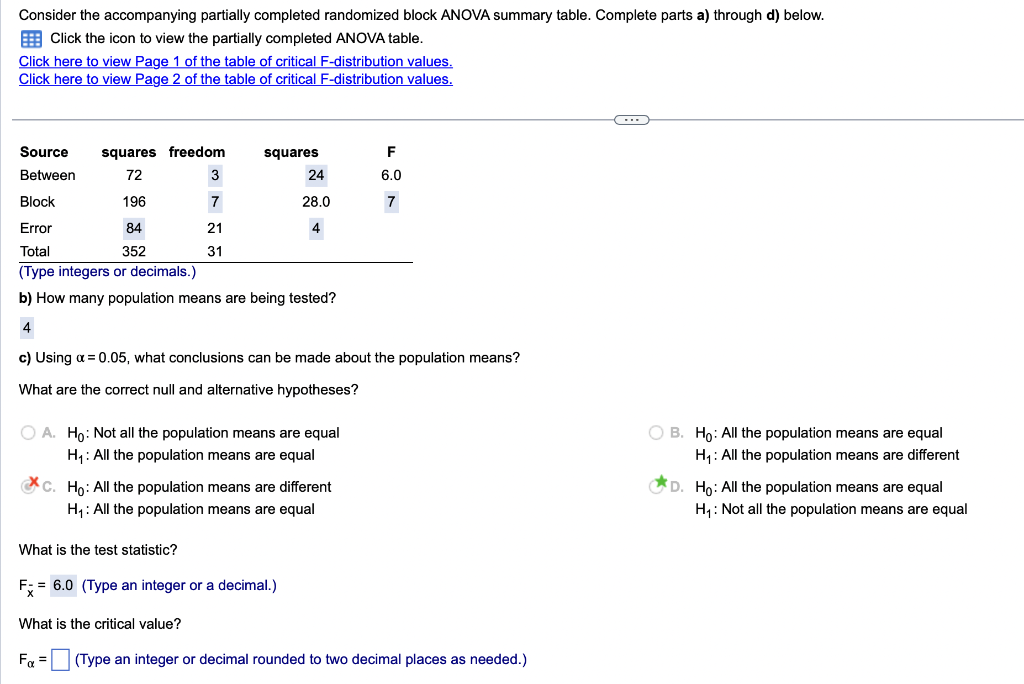 Solved Consider the accompanying partially completed | Chegg.com