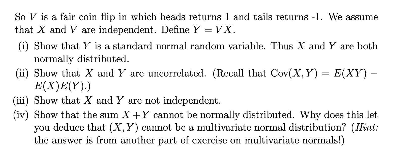 Solved (g) In this part we find an example uncorrelated | Chegg.com