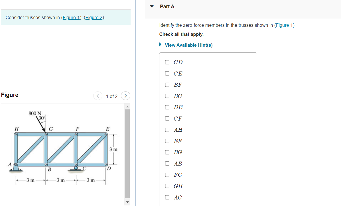 Solved Part A Consider trusses shown in (Figure 1), (Figure | Chegg.com
