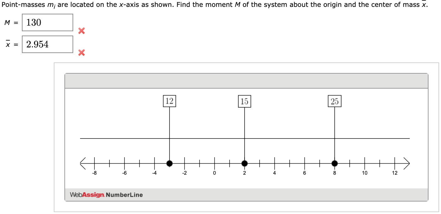 Solved Point-masses m; are located on the x-axis as shown. | Chegg.com