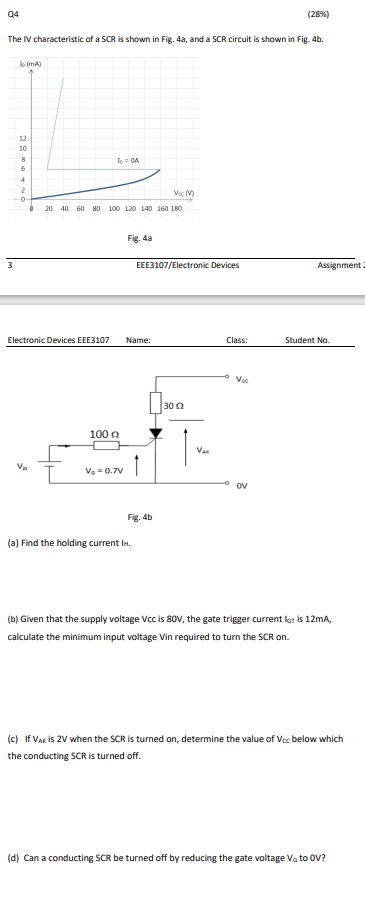Solved The IV characteristic of a SCR is shown in Fig. 4a, | Chegg.com