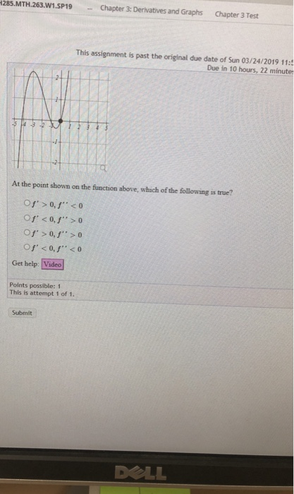 Solved 285.MTH.263.W1.SP19Chapter 3: Derivatives and Graphs | Chegg.com