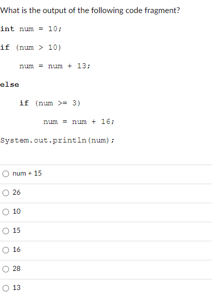 Solved What is the output of the following code fragment? | Chegg.com