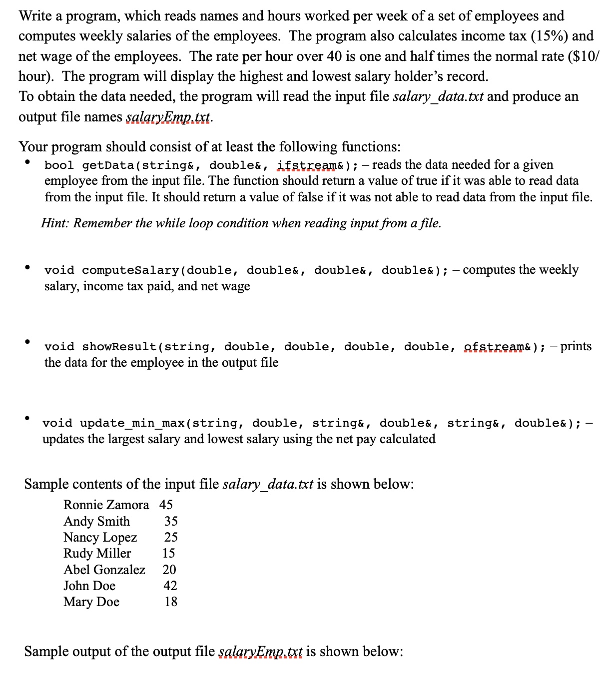 Solved Write a program, which reads names and hours worked | Chegg.com