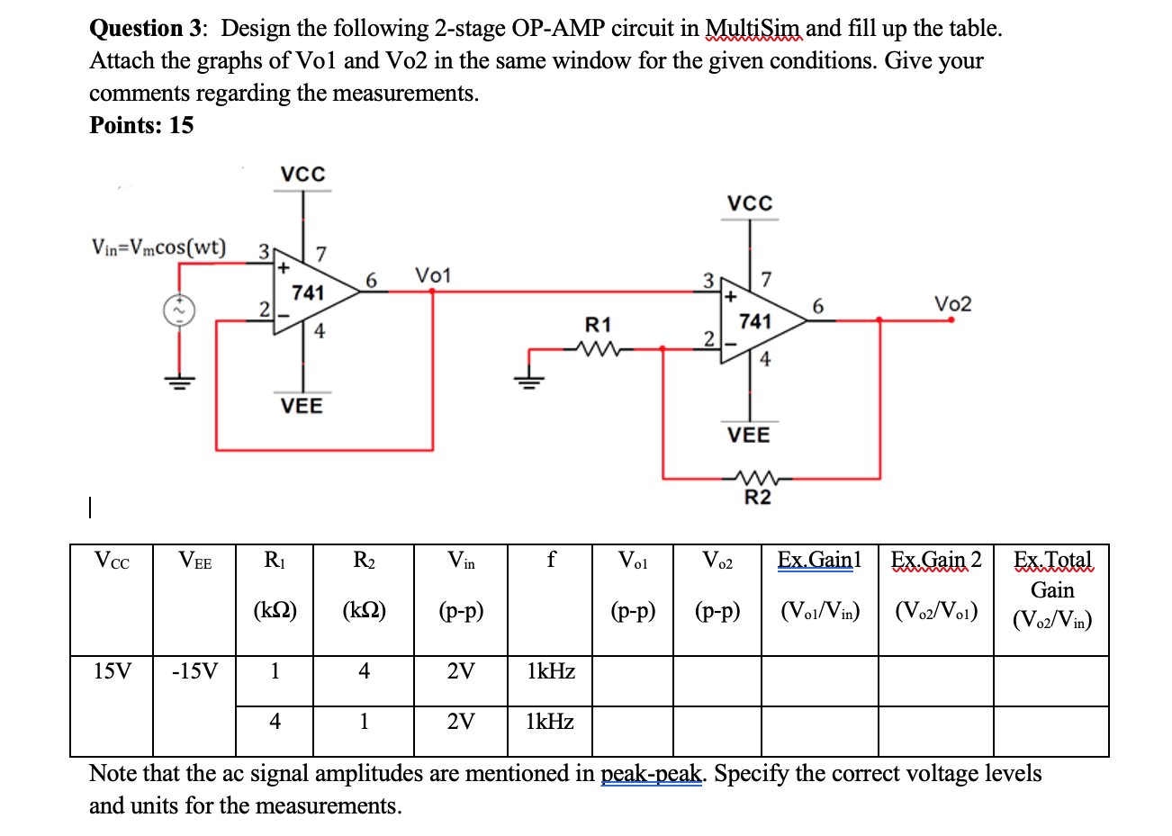Solved Question 3: Design the following 2-stage OP-AMP | Chegg.com