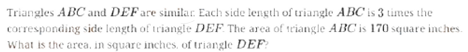 Solved Triangles ABC and DEF are similar. Each side tength | Chegg.com