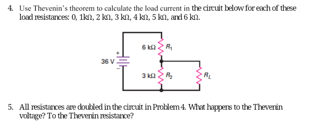 Solved 4. Use Thevenin's theorem to calculate the load | Chegg.com