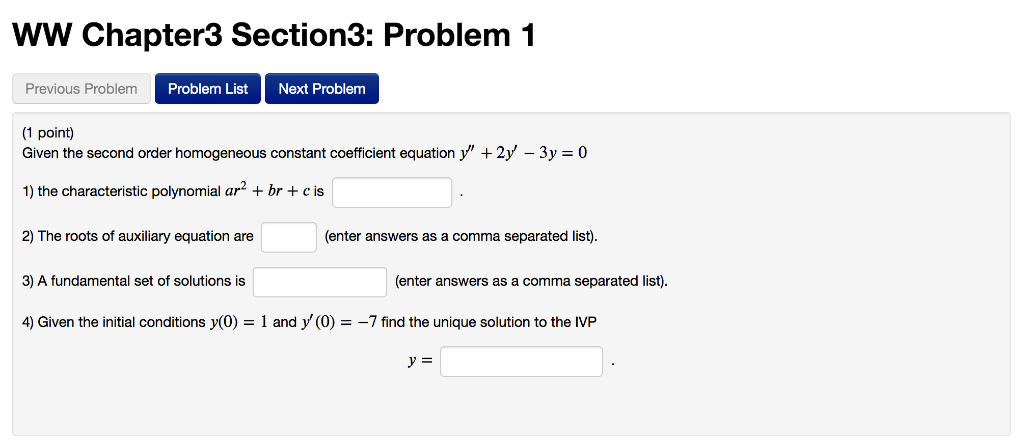 Solved Ww Chapter3 Section3: Problem 1 Previous Problem | Chegg.com