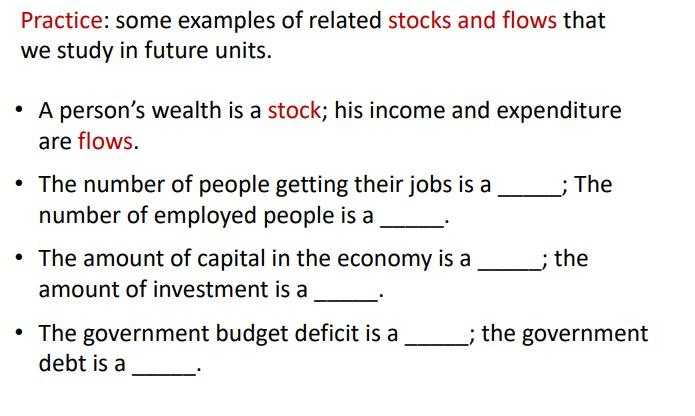 Solved Practice: some examples of related stocks and flows | Chegg.com