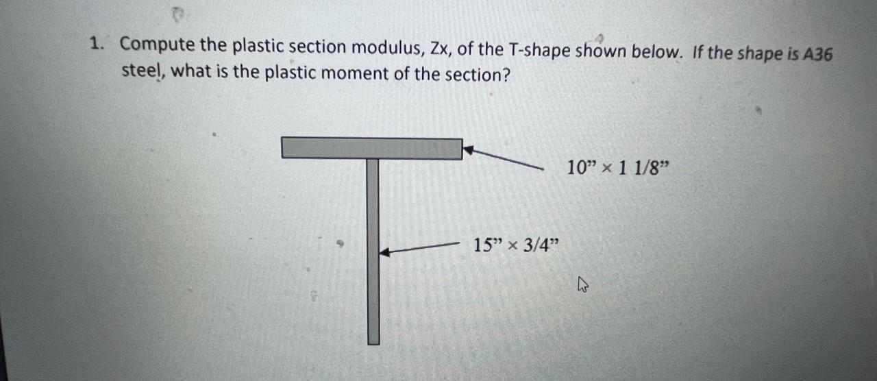 Solved 1. Compute the plastic section modulus, Zx, of the | Chegg.com