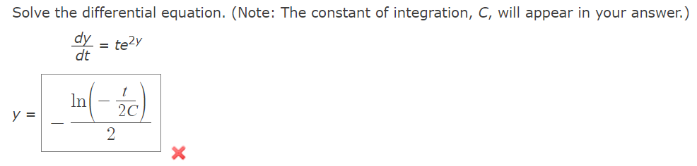 Solve the differential equation. (Note: The constant | Chegg.com