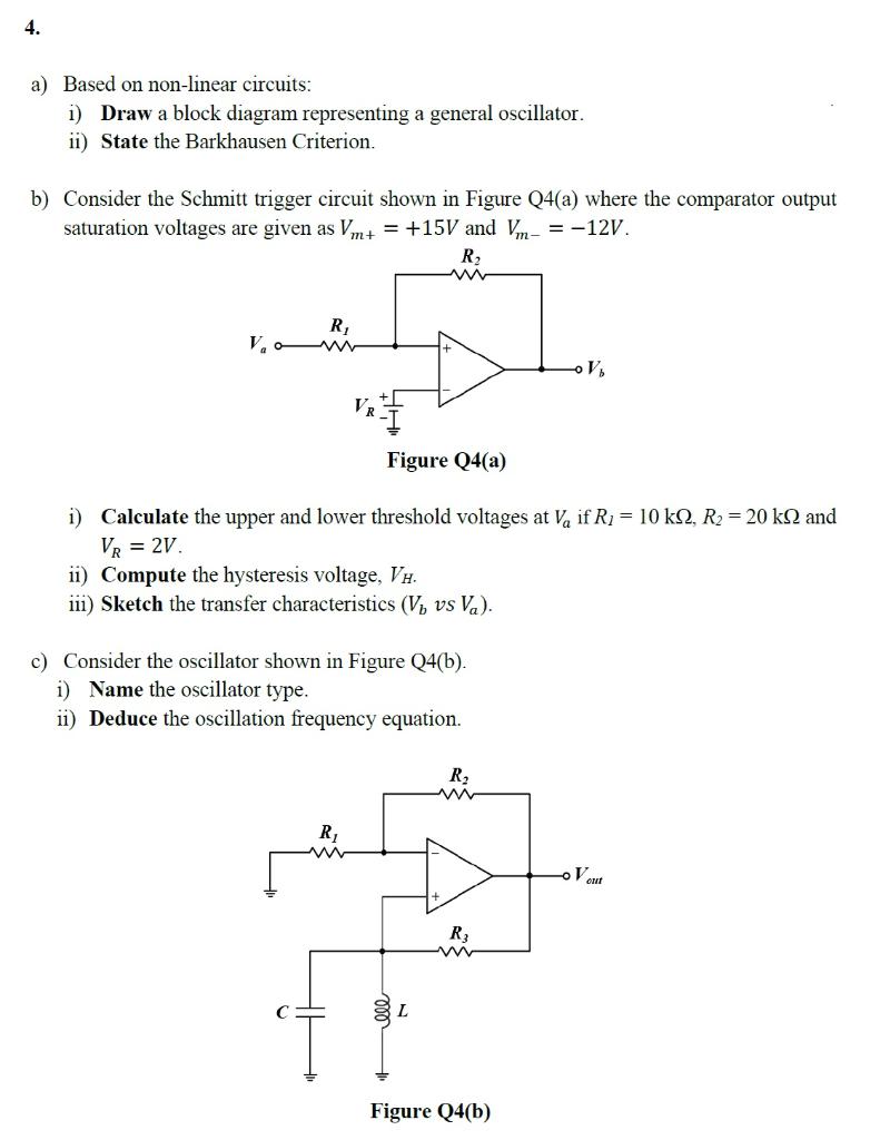 Solved 4. a) Based on non-linear circuits: i) Draw a block | Chegg.com