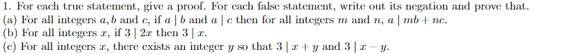 Solved 1. For each true statement, give a proof. For each | Chegg.com